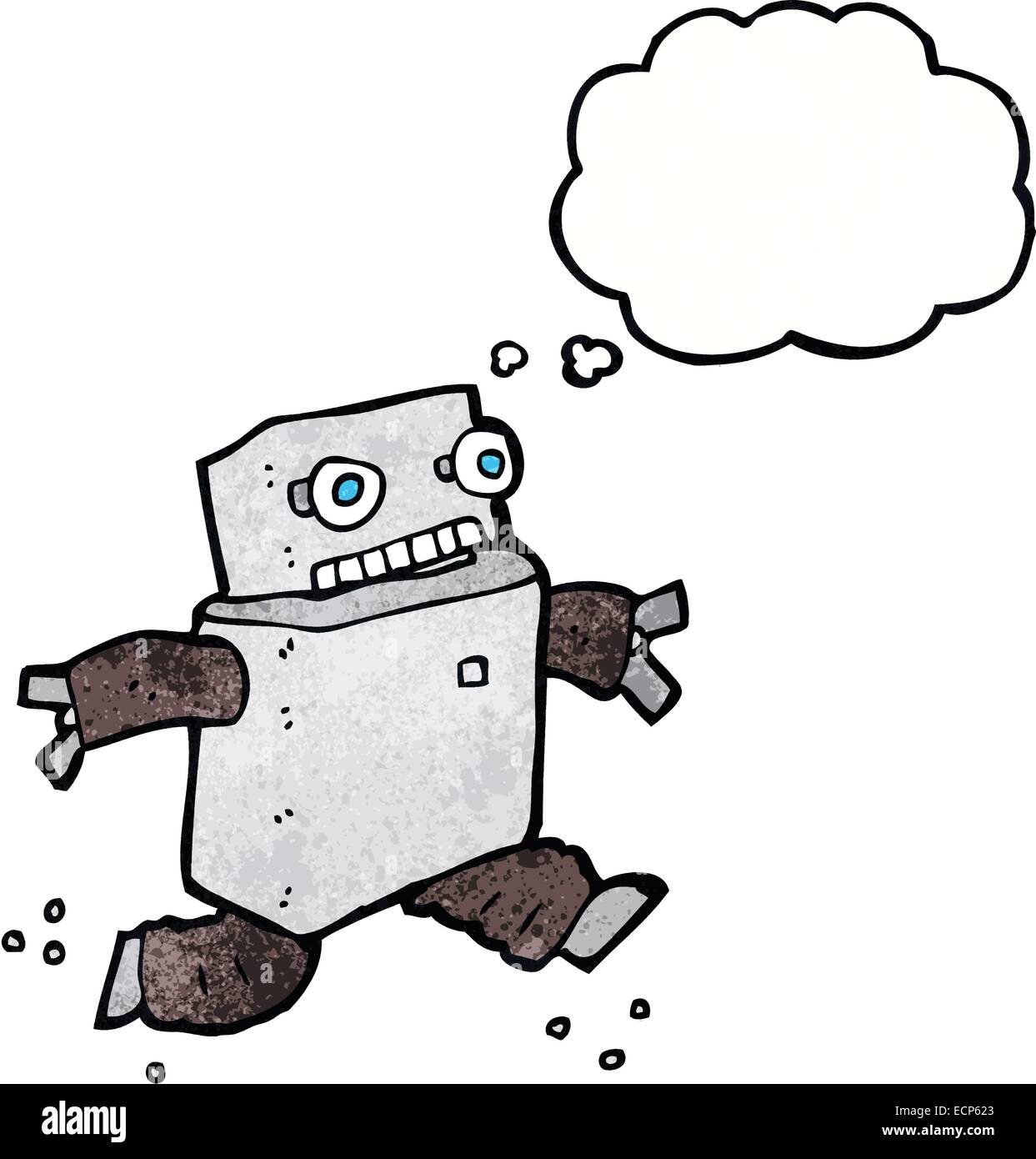 cartoon running robot with thought bubble Stock Vector Image & Art - Alamy