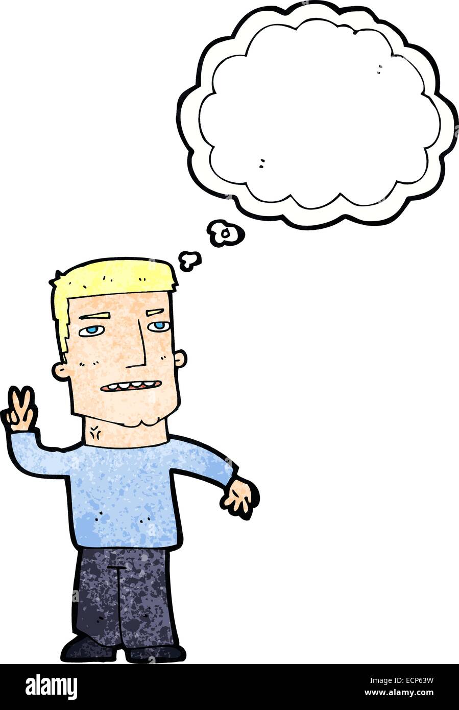 cartoon man giving peace sign with thought bubble Stock Vector Image ...
