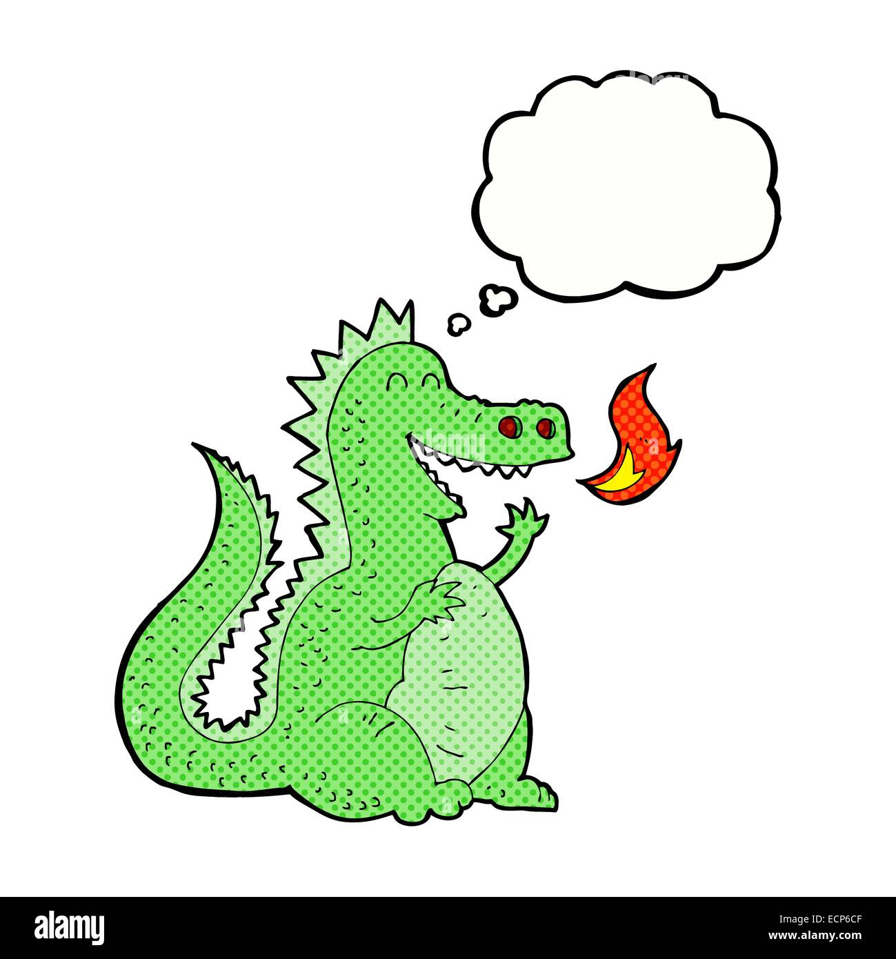 cartoon fire breathing dragon with thought bubble Stock Vector Image ...