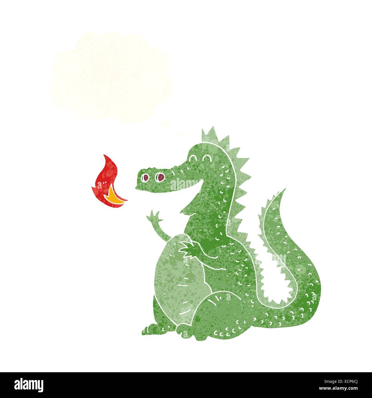 cartoon fire breathing dragon with thought bubble Stock Vector Image ...
