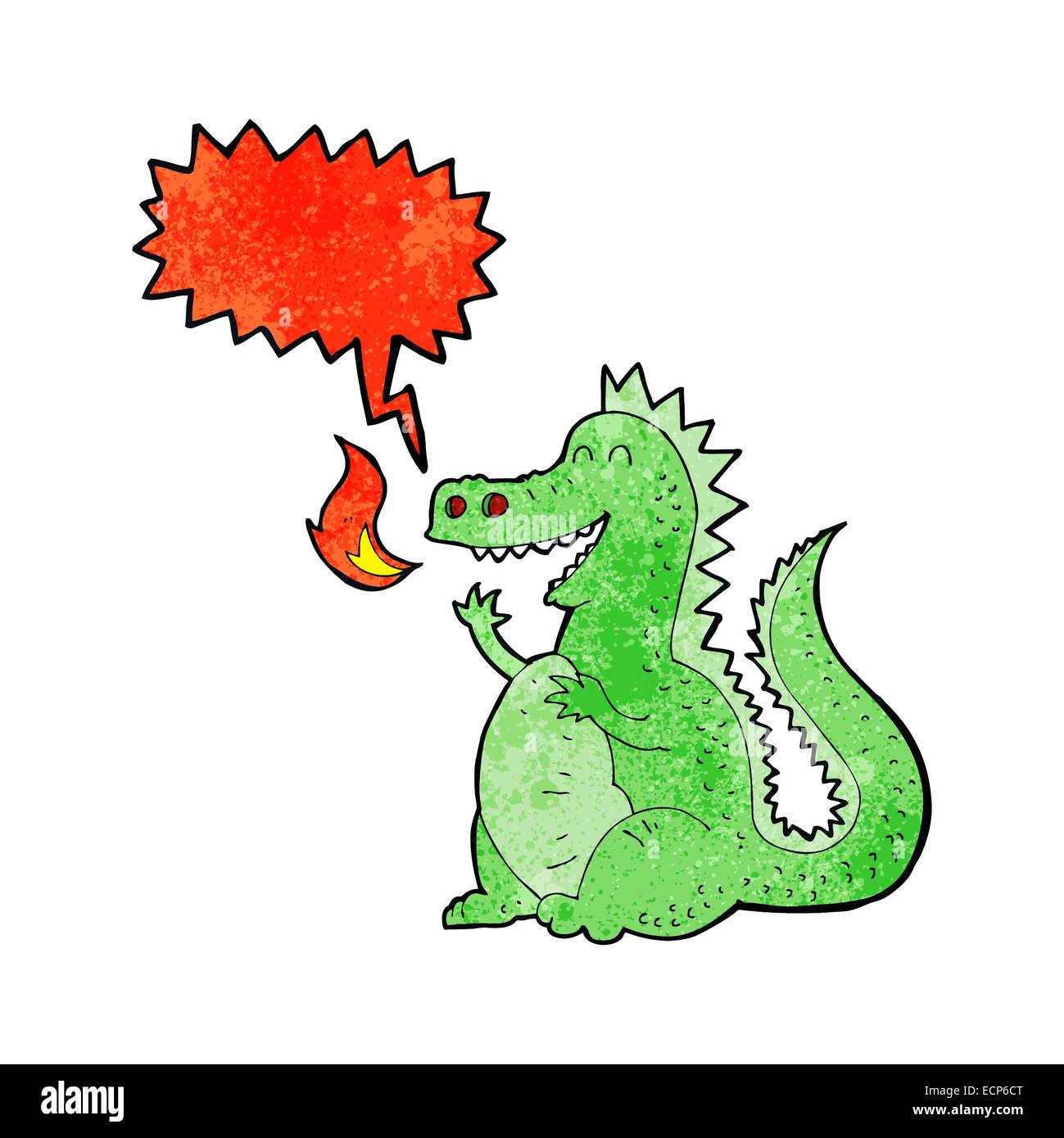cartoon fire breathing dragon with speech bubble Stock Vector Image ...
