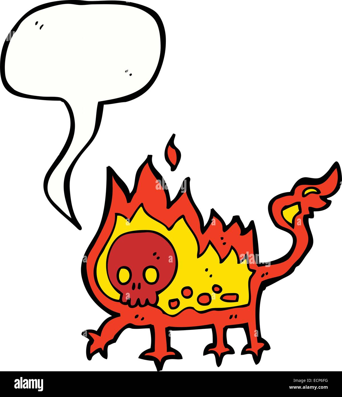 cartoon little fire demon with speech bubble Stock Vector Image & Art ...