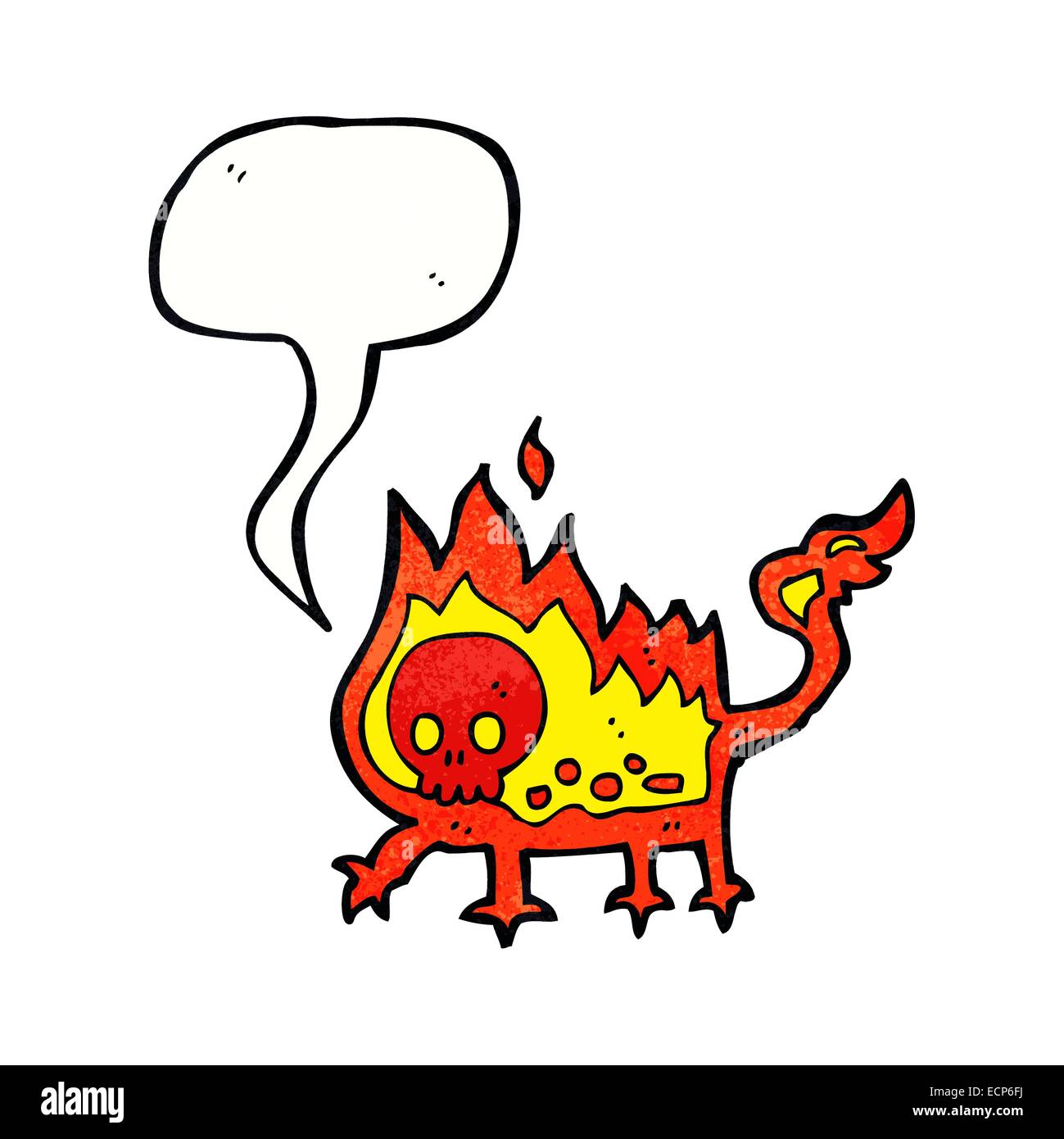 cartoon little fire demon with speech bubble Stock Vector Image & Art ...