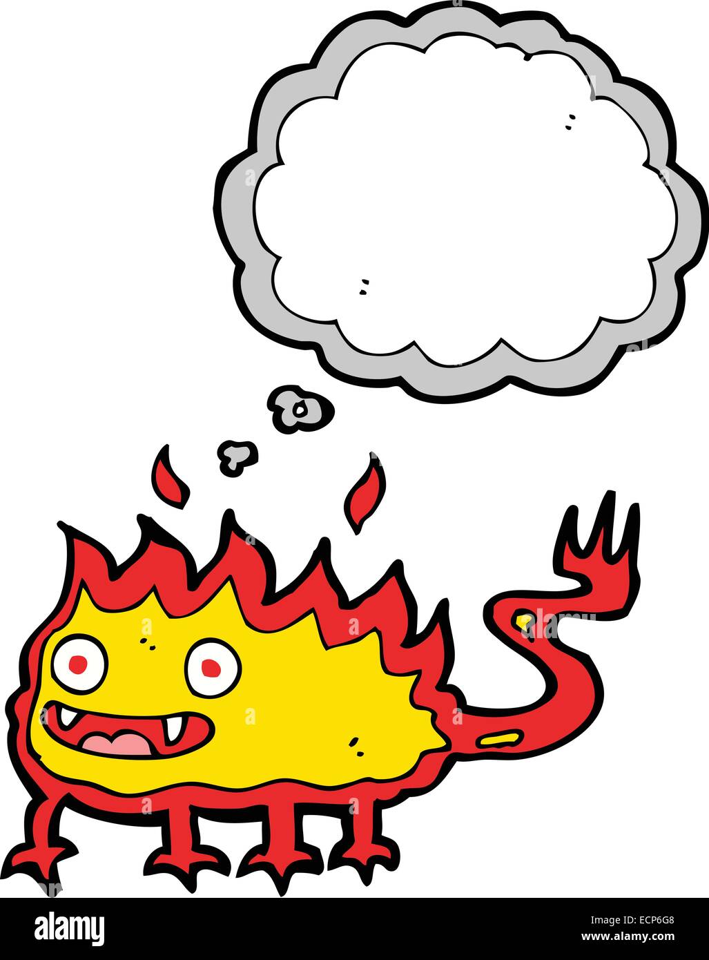 cartoon little fire demon with thought bubble Stock Vector Image & Art ...