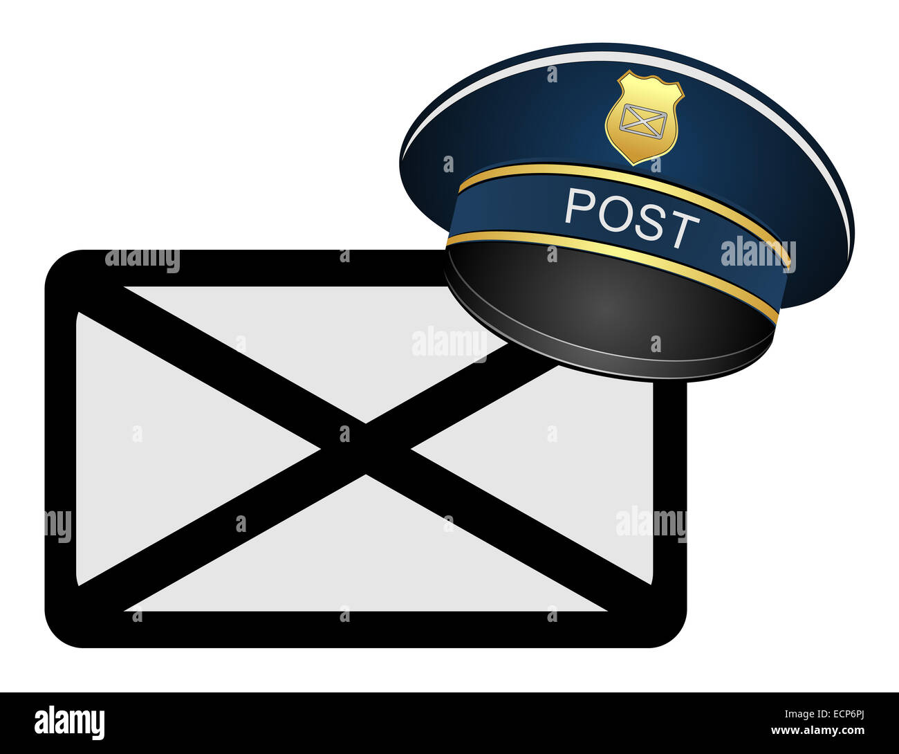 Postman peaked cap with letter Stock Photo - Alamy