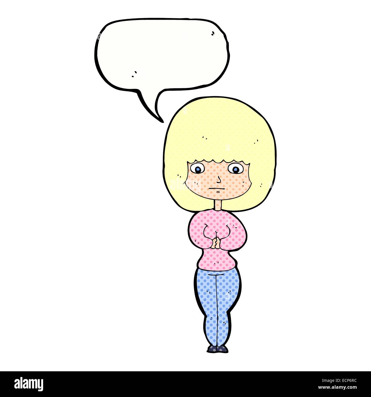 cartoon shy woman with speech bubble Stock Vector Image & Art - Alamy