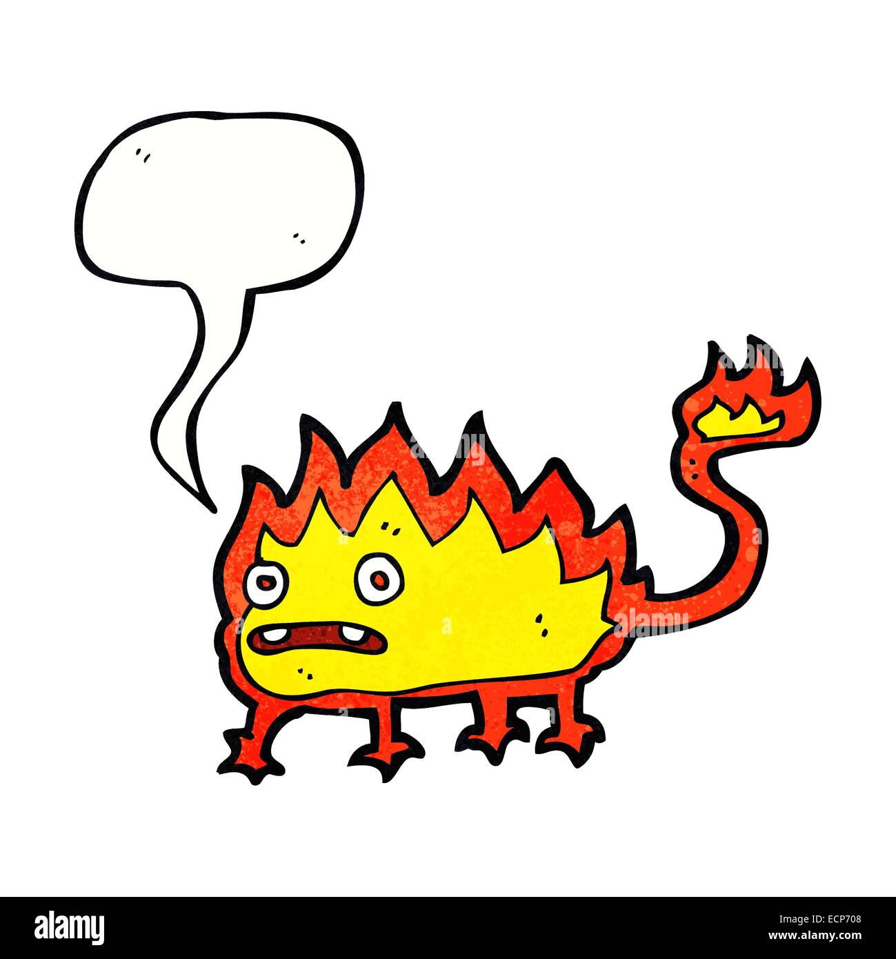 cartoon little fire demon with speech bubble Stock Vector Image & Art ...