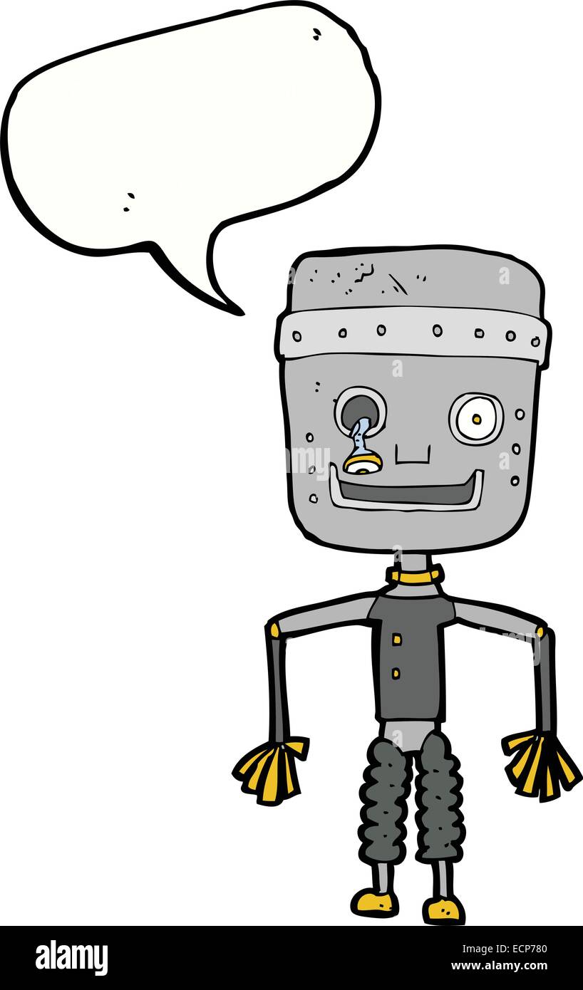 cartoon old robot with speech bubble Stock Vector Image & Art - Alamy