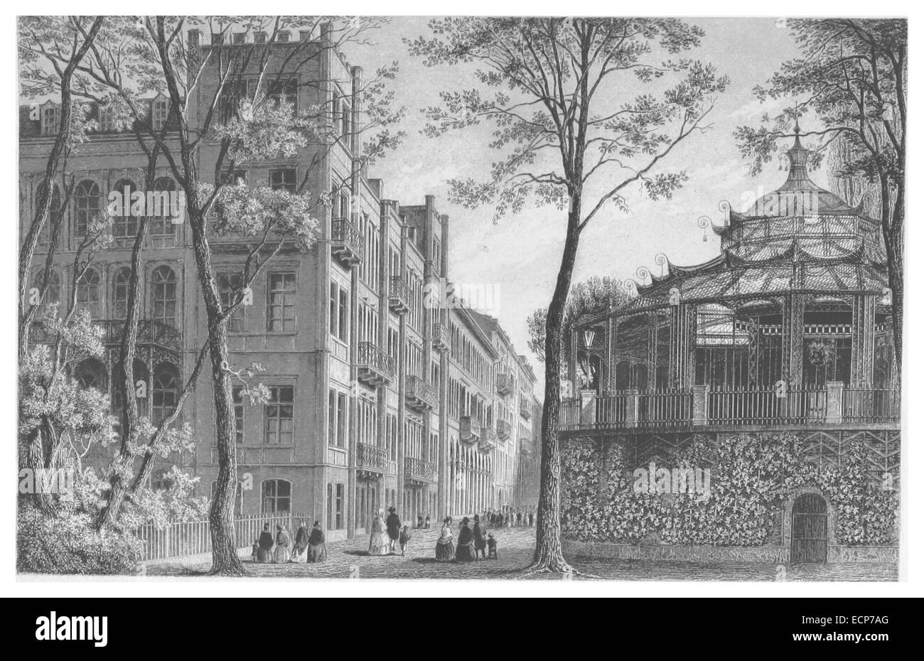 An 1830s illustration by Gaspey depicting Ludwigstrasse, viewed from ...