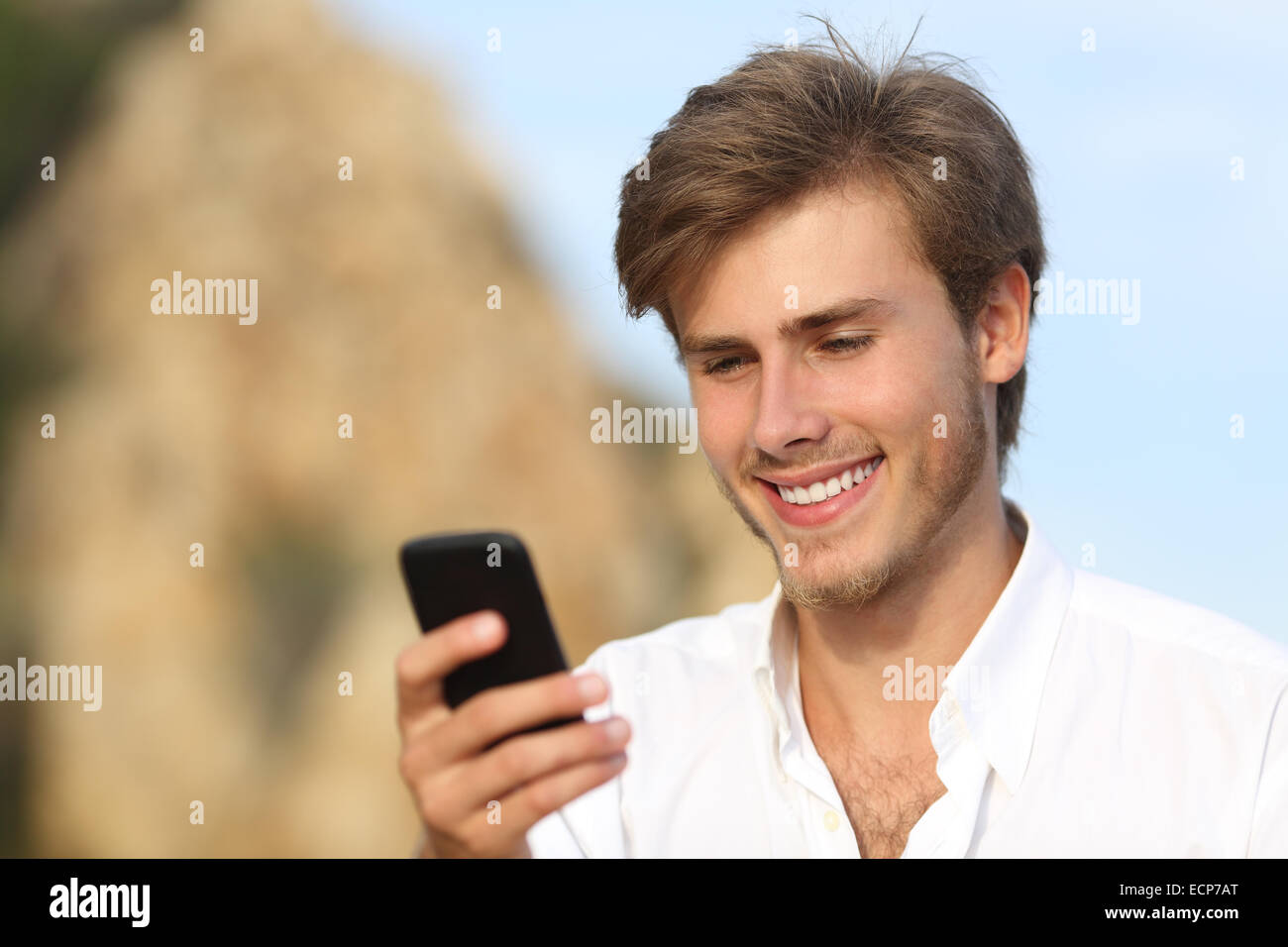 Man in the mobile background hi-res stock photography and images - Alamy