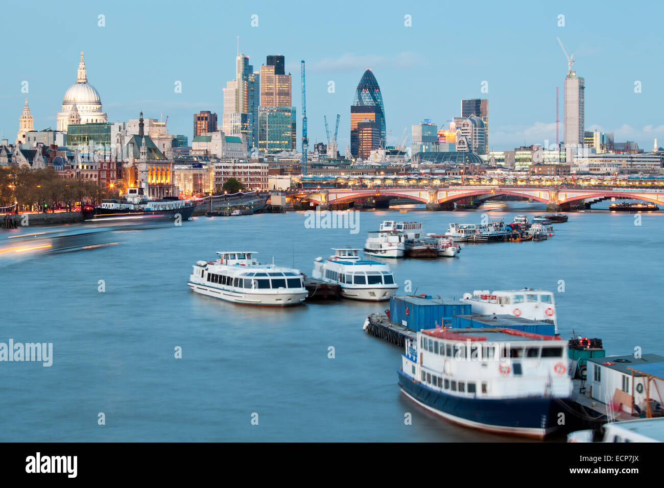 London Cityscape with St Paul's Cathedral and River Thames England UK ...