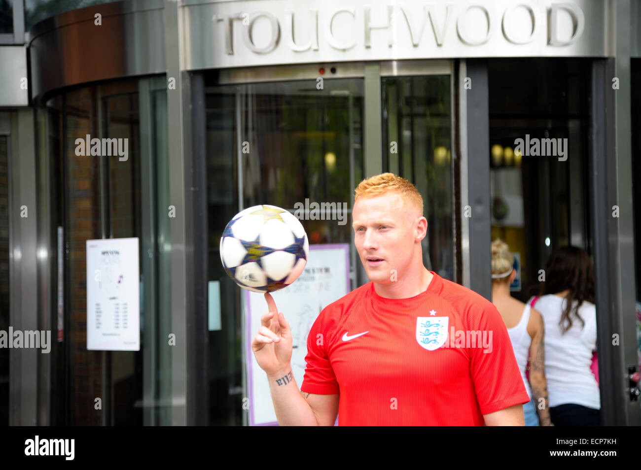 Dan Magness, freestyling footballer, performs at Touchwood Shopping ...