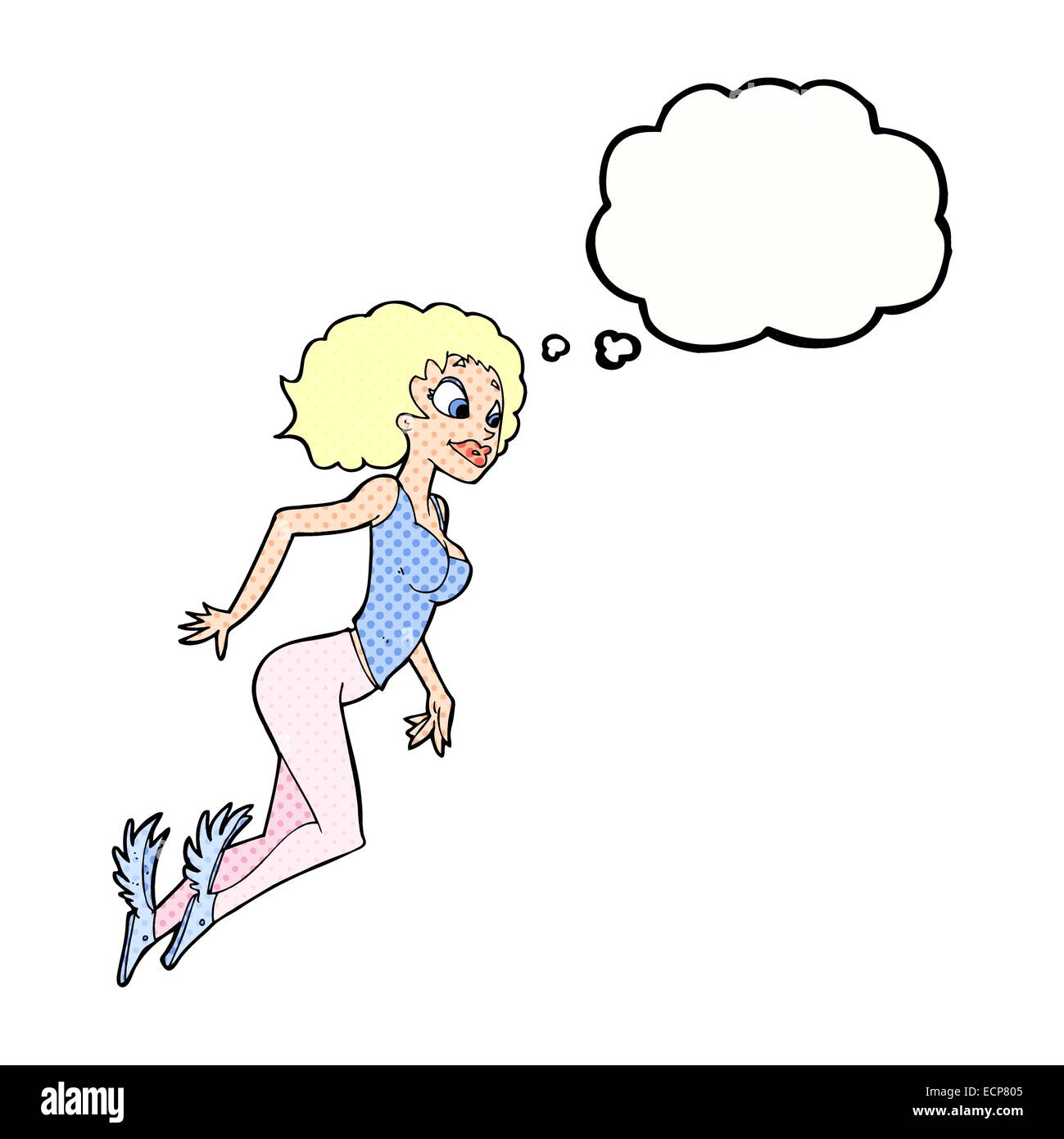 cartoon flying woman with thought bubble Stock Vector Image & Art - Alamy