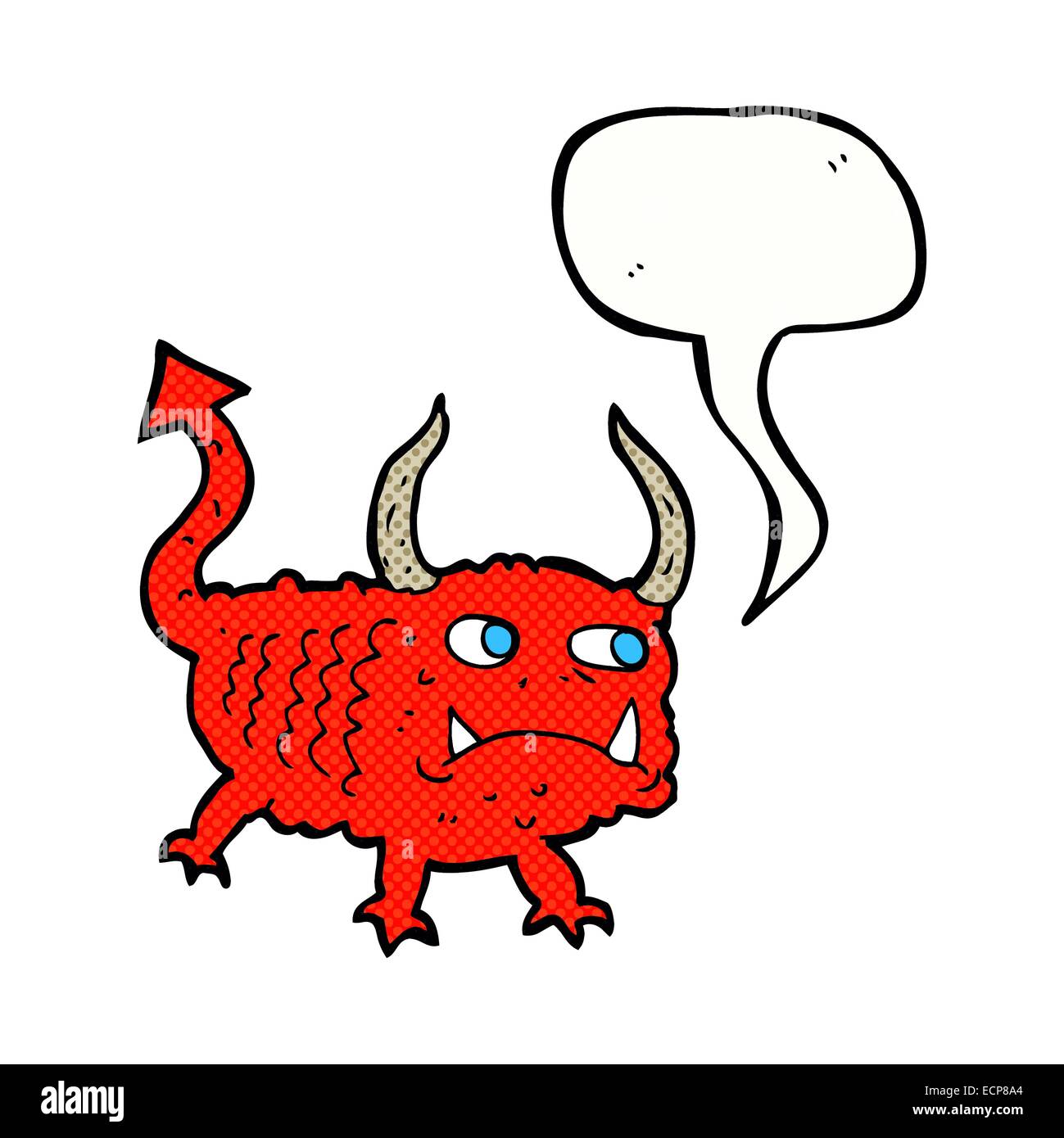 cartoon little demon with speech bubble Stock Vector Image & Art - Alamy