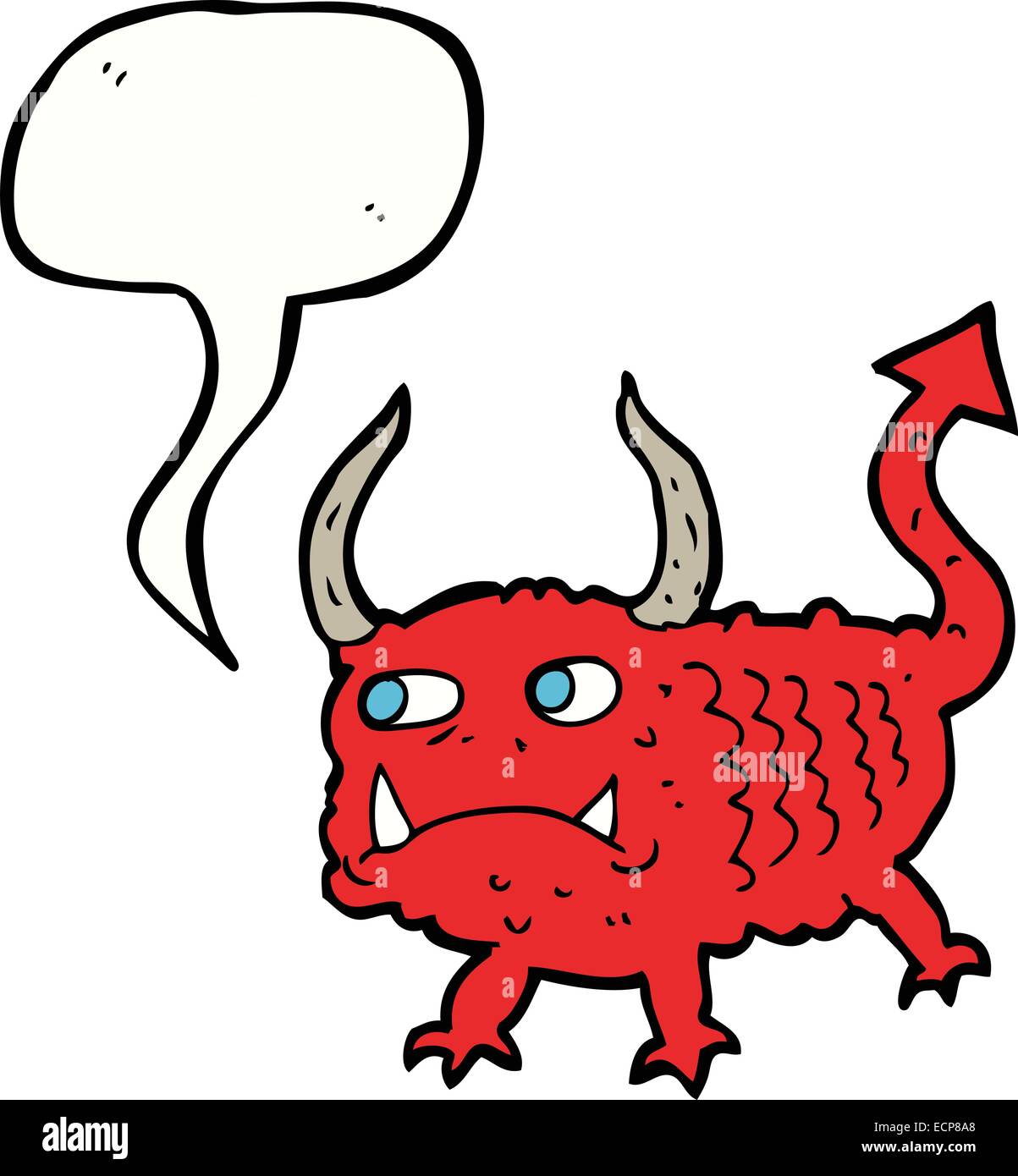 cartoon little demon with speech bubble Stock Vector Image & Art - Alamy