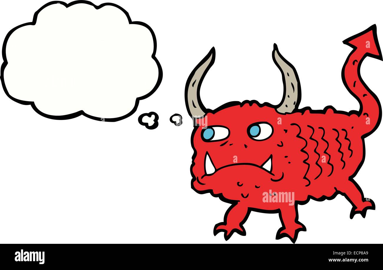 cartoon little demon with thought bubble Stock Vector Image & Art - Alamy