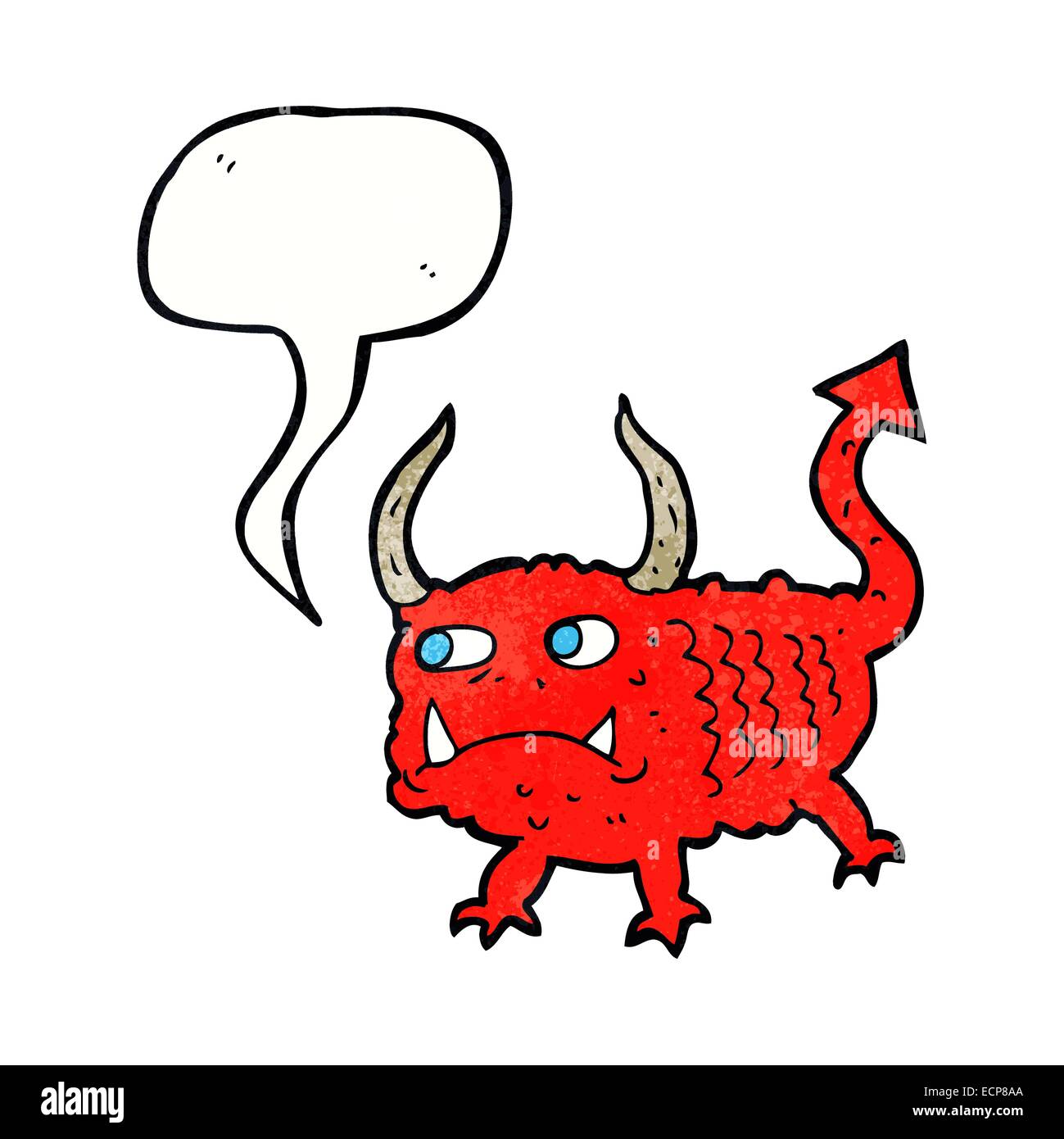 cartoon little demon with speech bubble Stock Vector Image & Art - Alamy