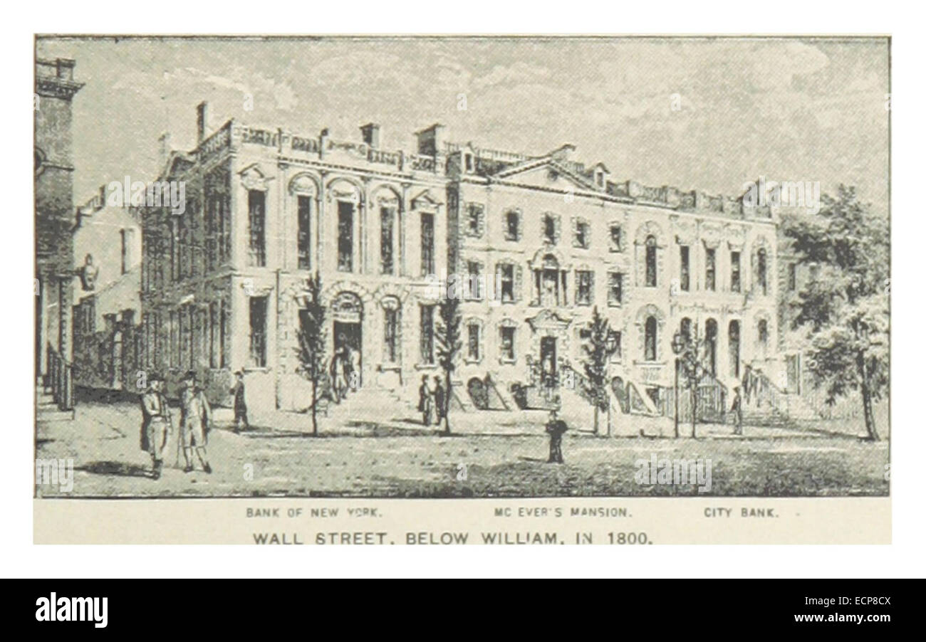 This 1893 illustration by King depicts Wall Street below William Street ...