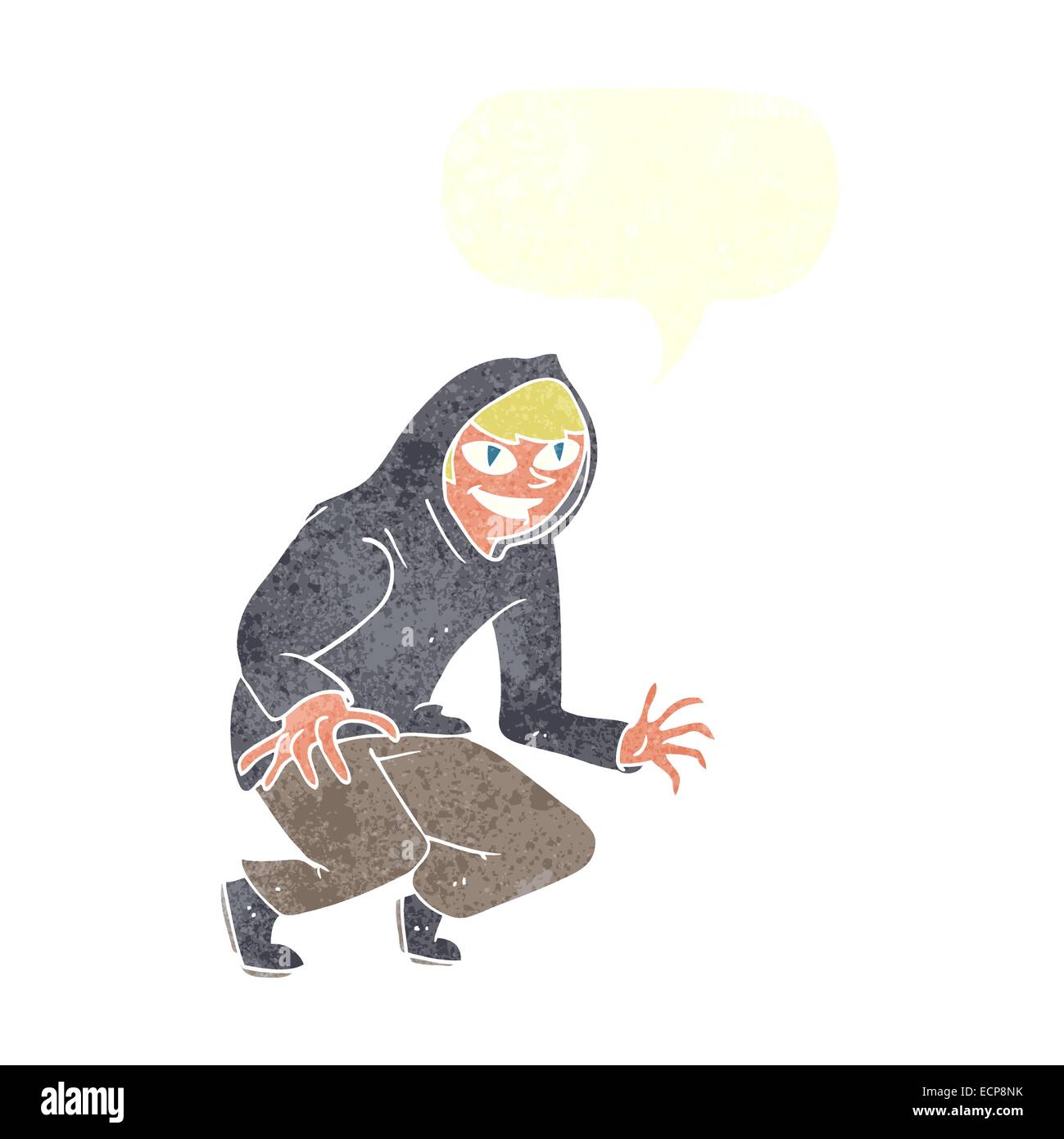 cartoon mischievous boy in hooded top with speech bubble Stock Vector ...