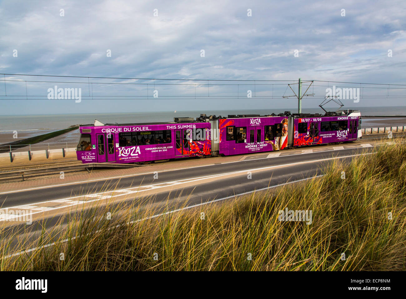 Coastal tram, travels along the entire 70 km of the Belgian coast Stock ...