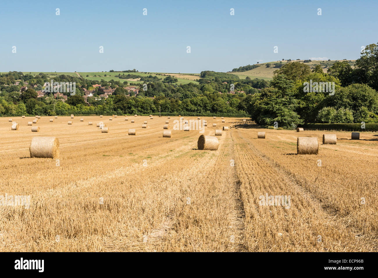 A view from North Park over the village of Findon to Cissbury Ring in ...