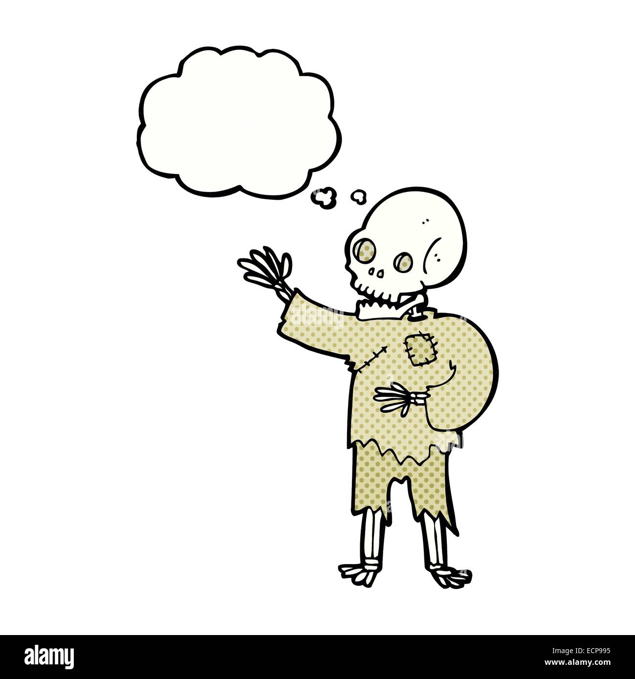 cartoon skeleton waving with thought bubble Stock Vector Image & Art ...