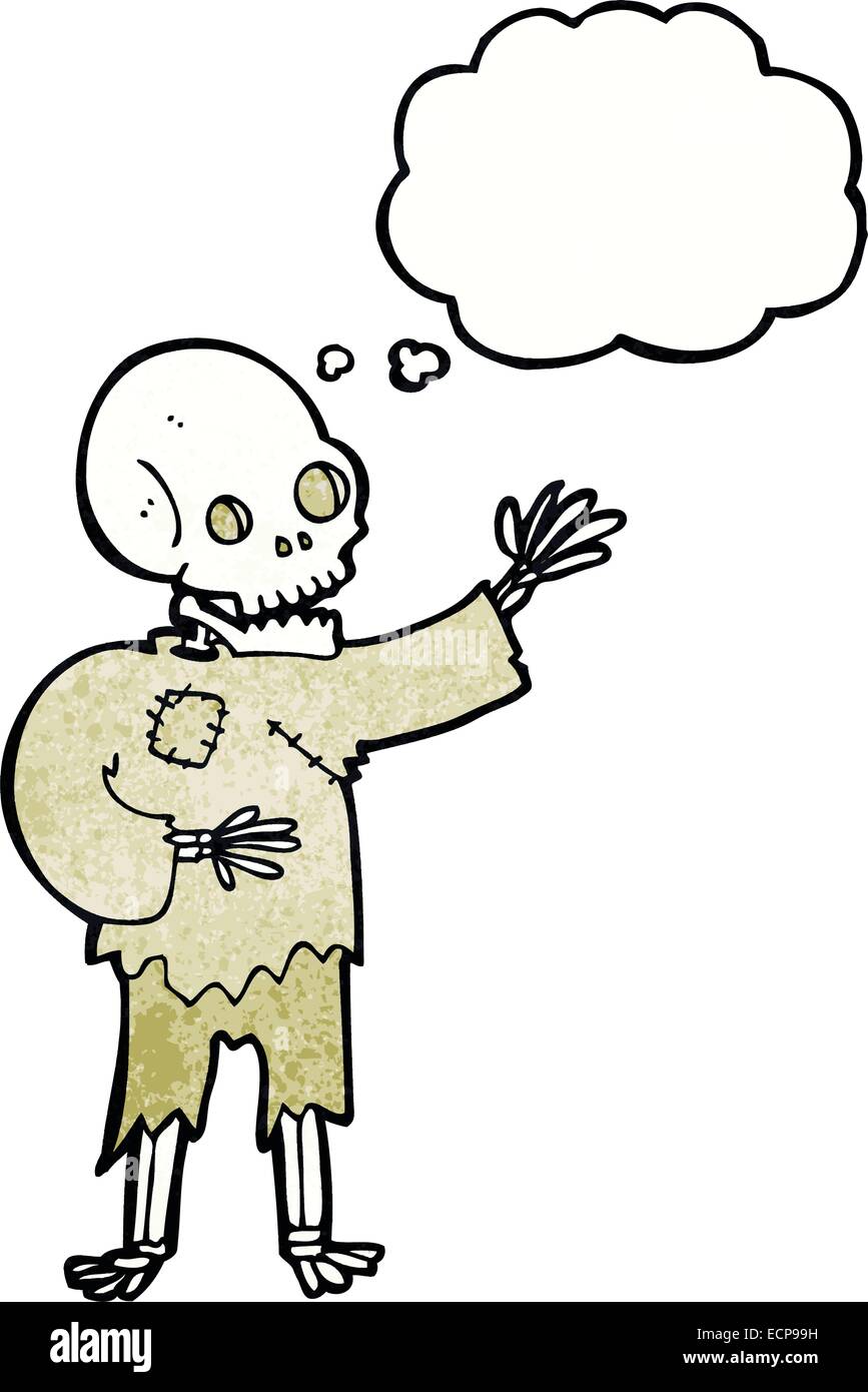 cartoon skeleton waving with thought bubble Stock Vector Image & Art ...