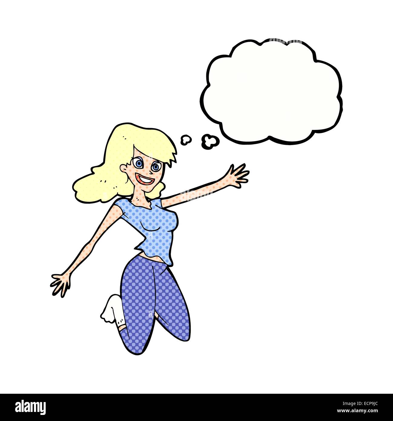 cartoon jumping woman with thought bubble Stock Vector Image & Art - Alamy