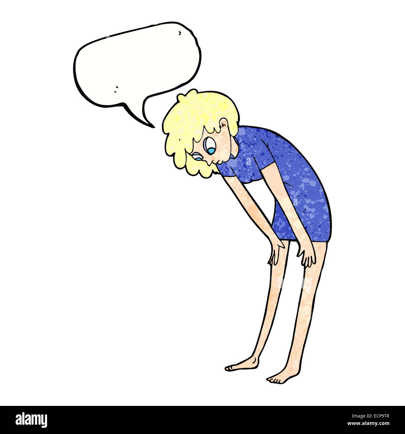 cartoon woman looking at her feet with speech bubble Stock Vector Image ...