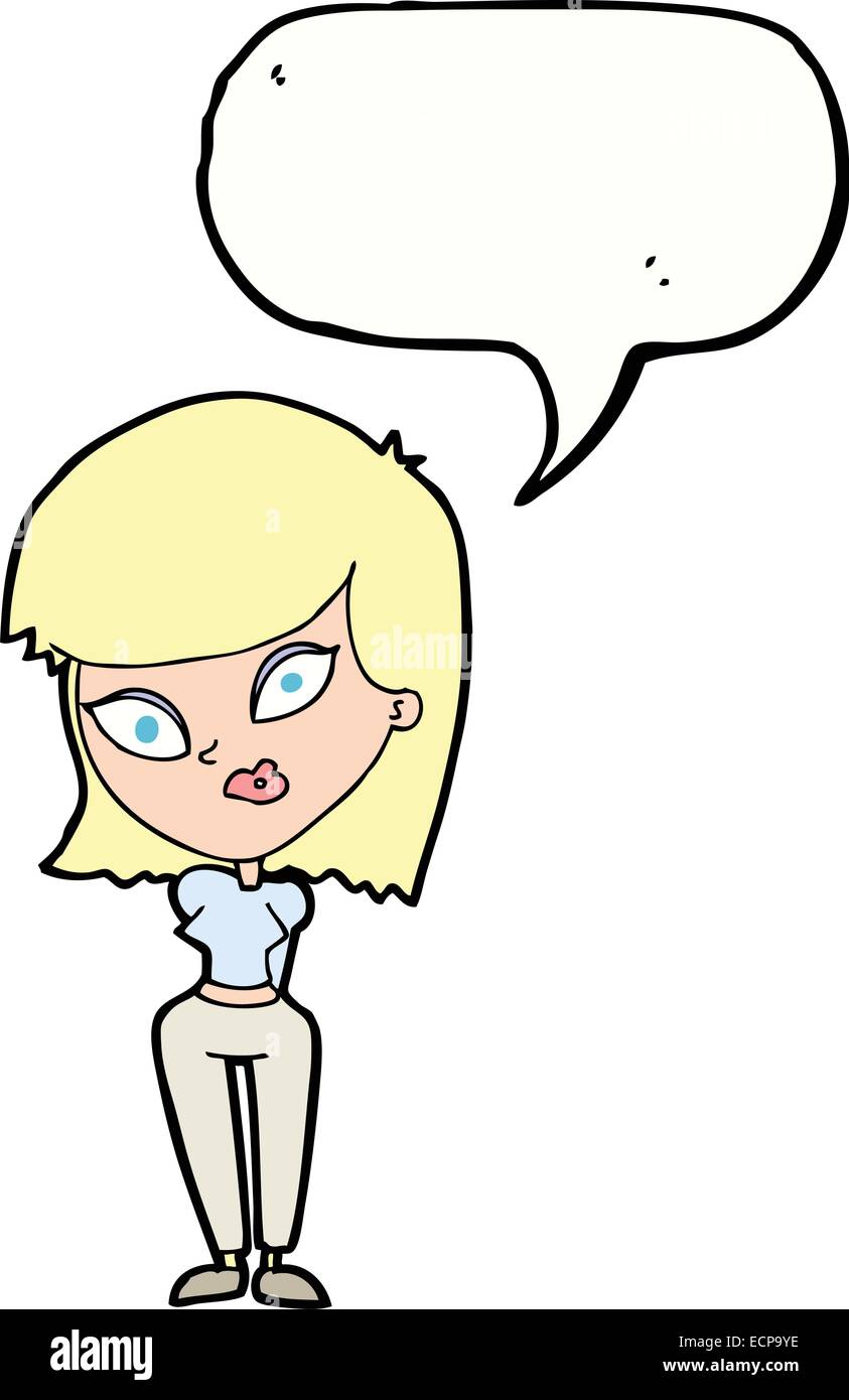 cartoon confused woman with speech bubble Stock Vector Image & Art - Alamy