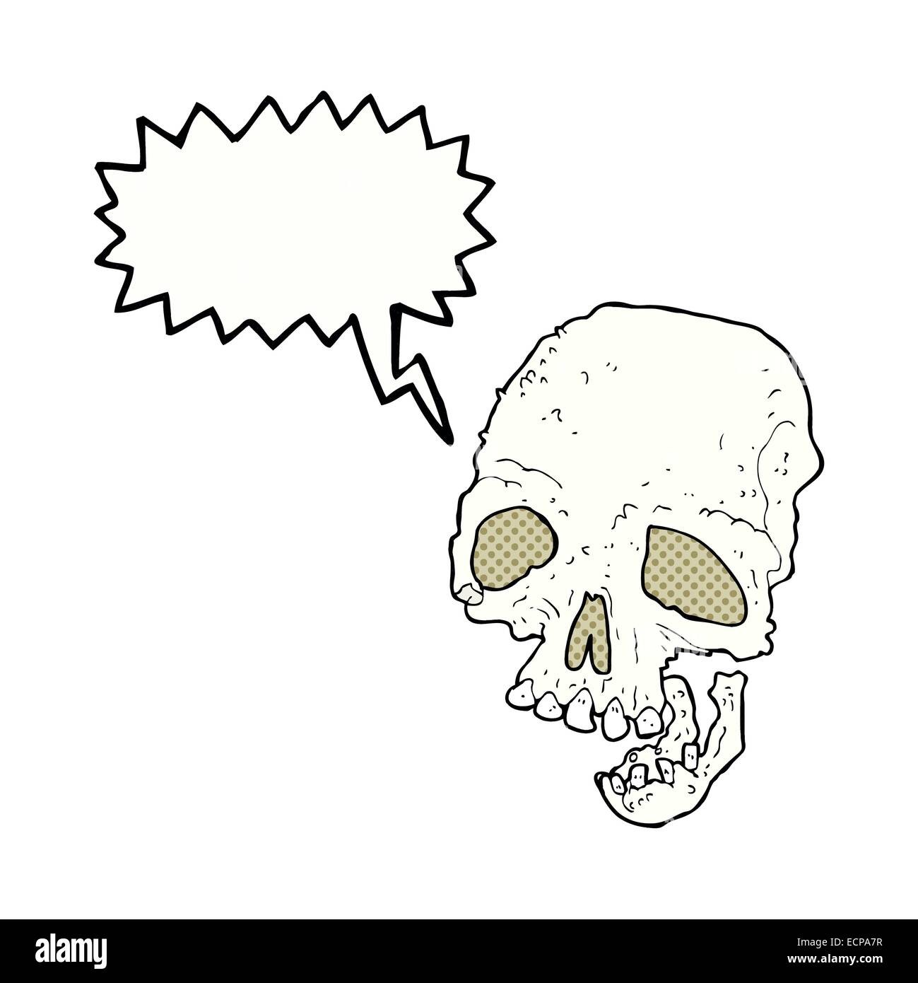 cartoon ancient spooky skull with speech bubble Stock Vector Image ...