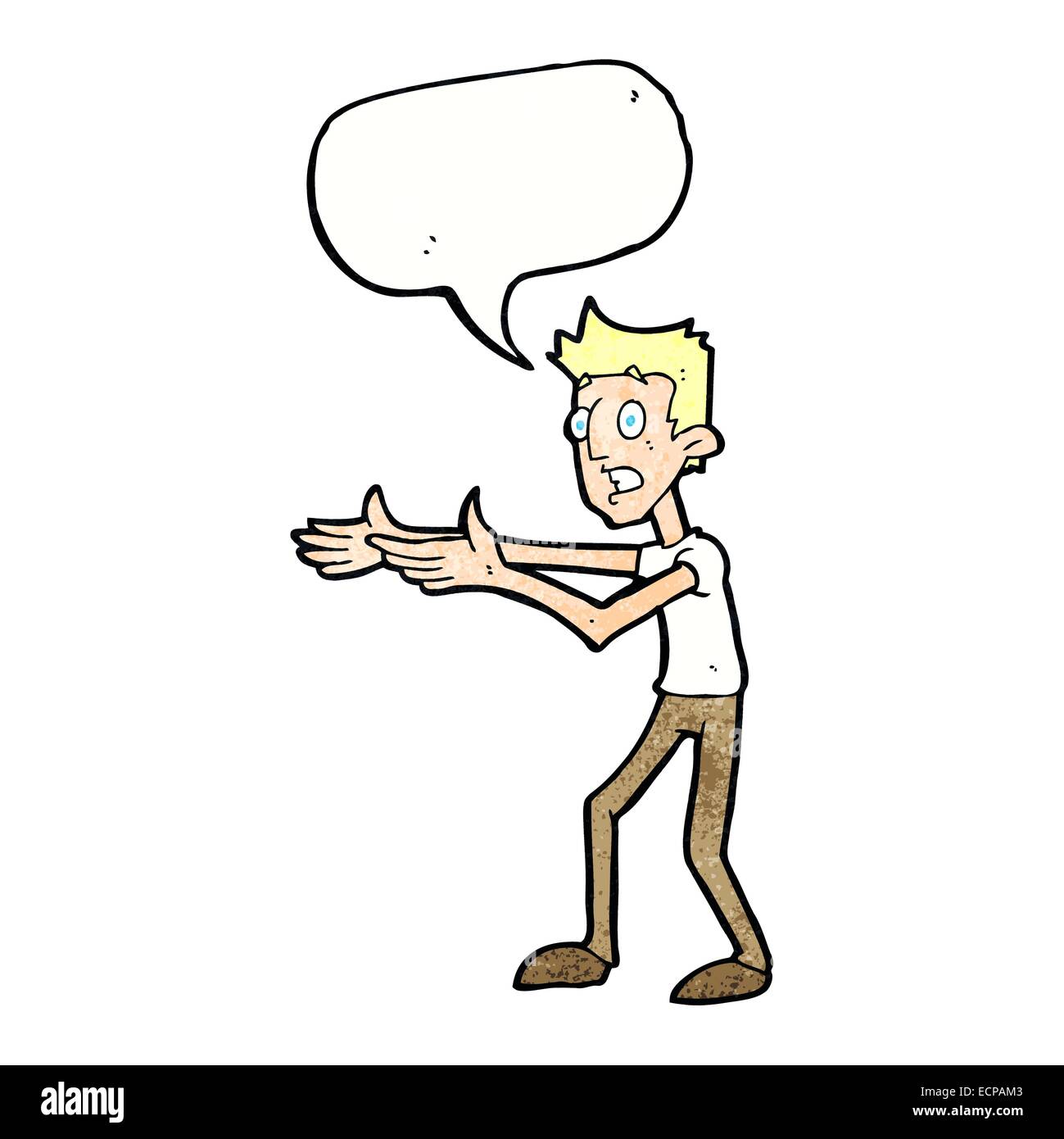 cartoon man desperately explaining with speech bubble Stock Vector ...