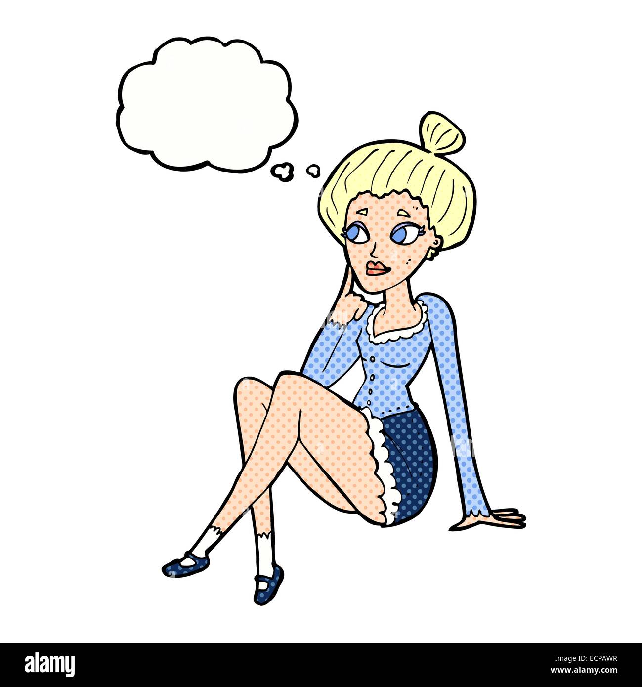 Cartoon attractive woman sitting thinking hi-res stock photography and ...