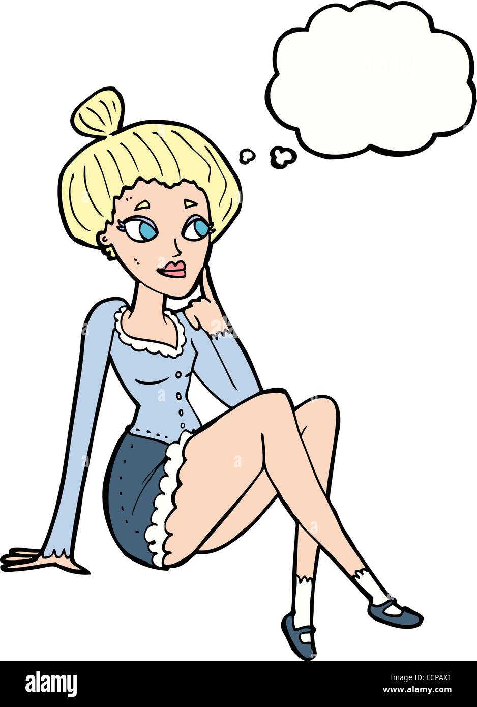 Cartoon attractive woman sitting thinking hi-res stock photography and ...