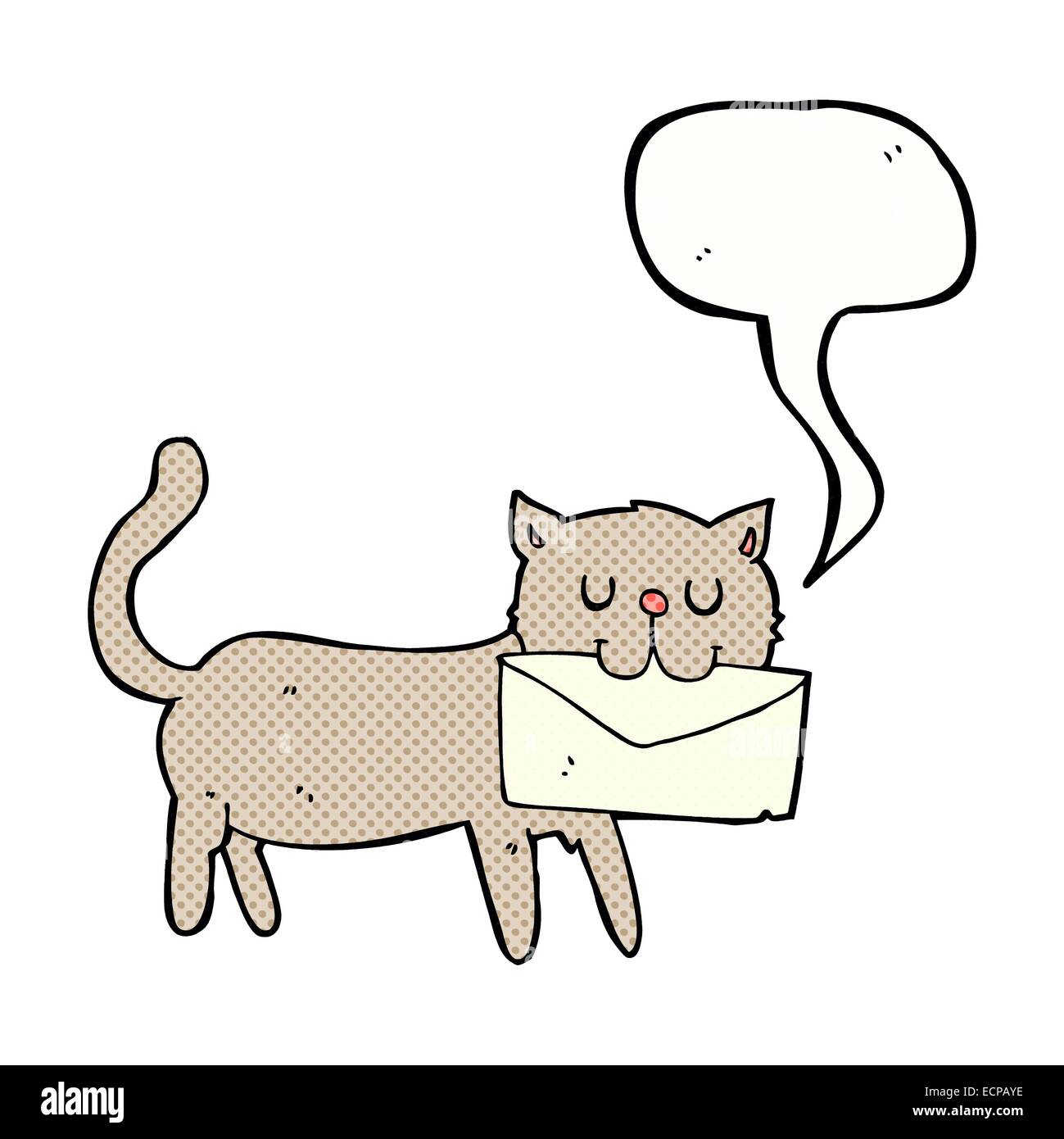 cartoon cat carrying letter with speech bubble Stock Vector Image & Art ...