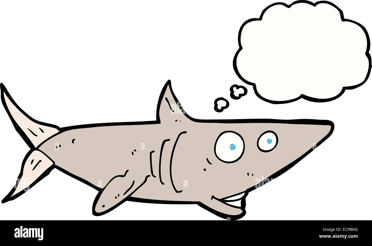 cartoon happy shark with thought bubble Stock Vector Image & Art - Alamy