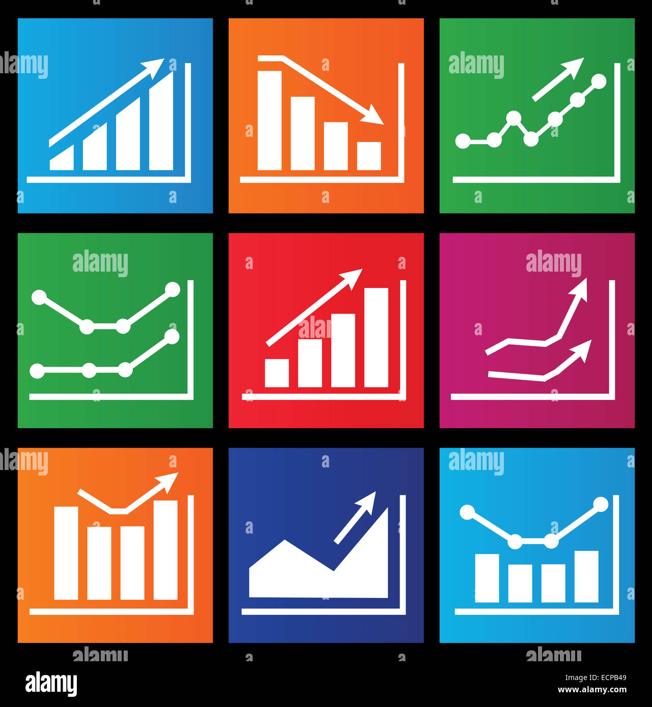 Icons with charts for design Stock Photo - Alamy