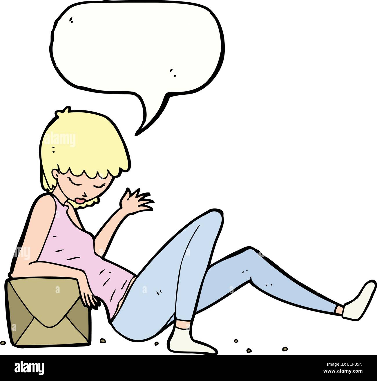 Cartoon illustration woman leaning on Stock Vector Images - Alamy