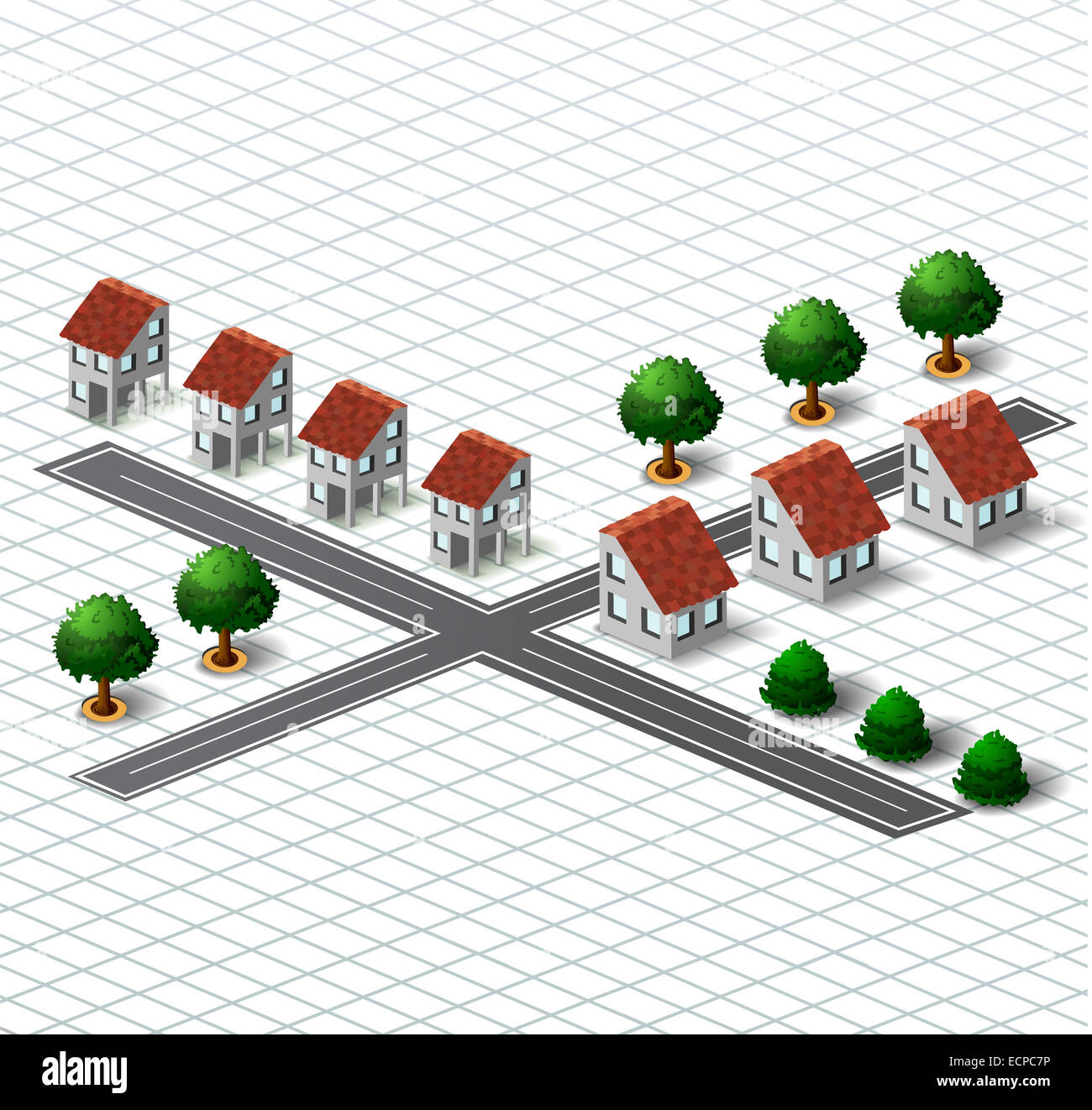 Perspective view of the village houses in the vector Stock Photo - Alamy