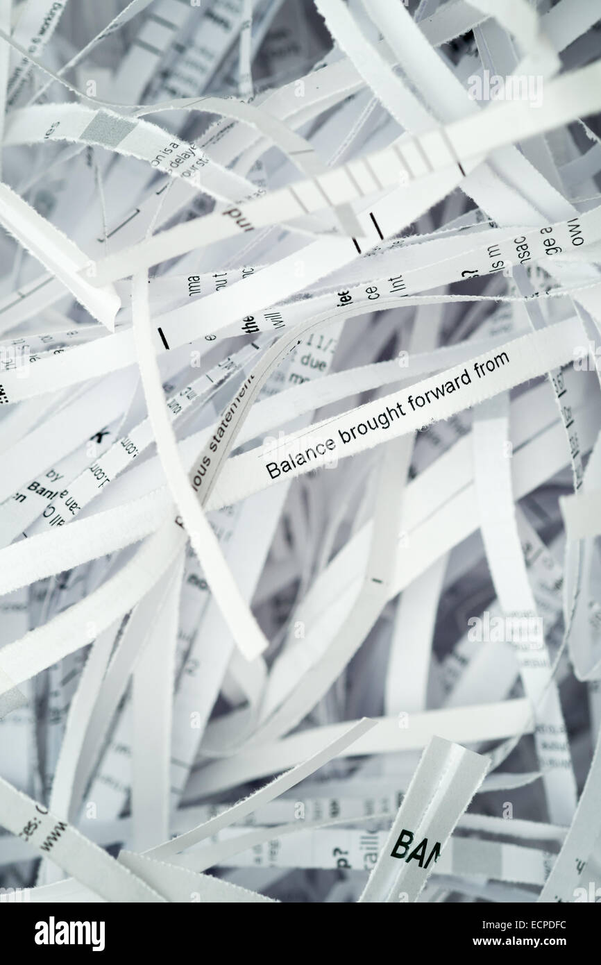 security shredding - financial bank statements & documents Stock Photo ...