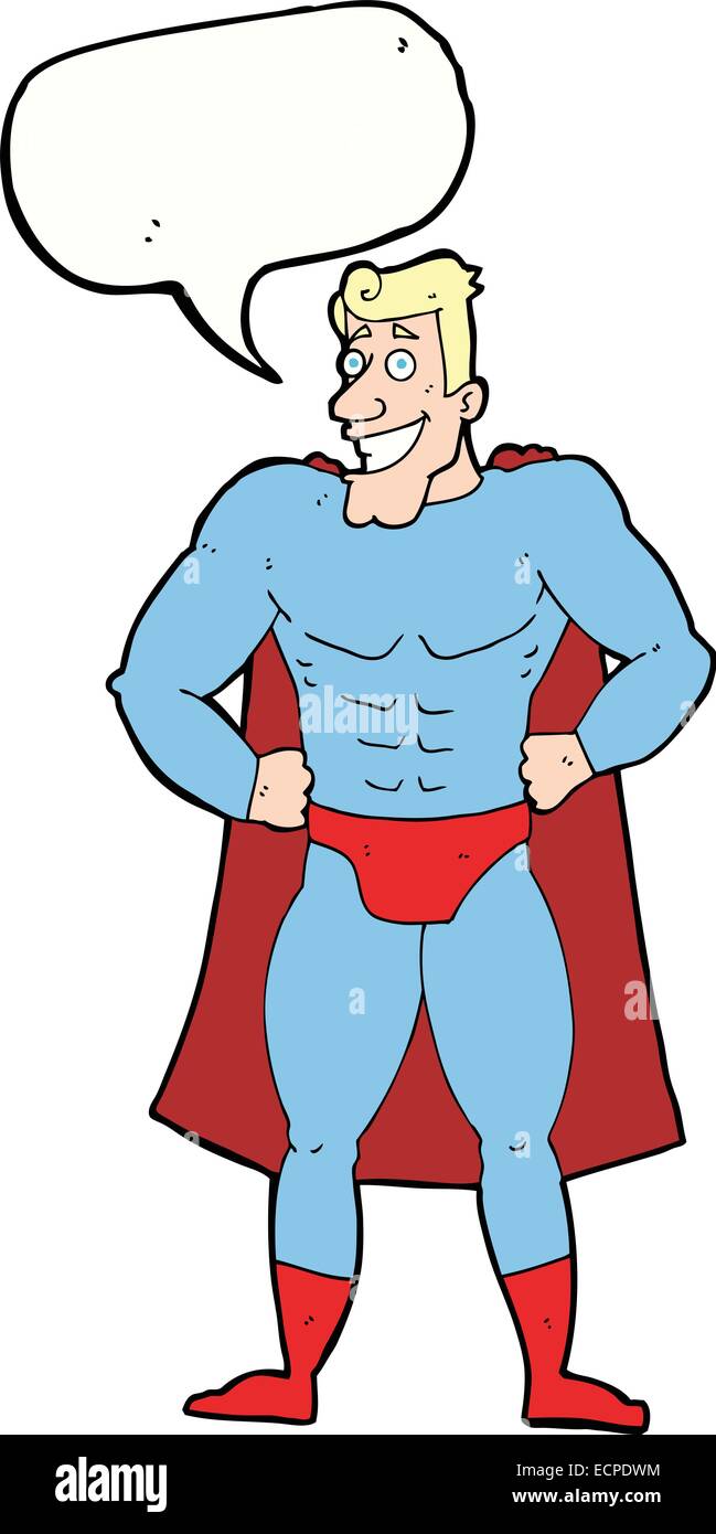 cartoon superhero with speech bubble Stock Vector Image & Art - Alamy