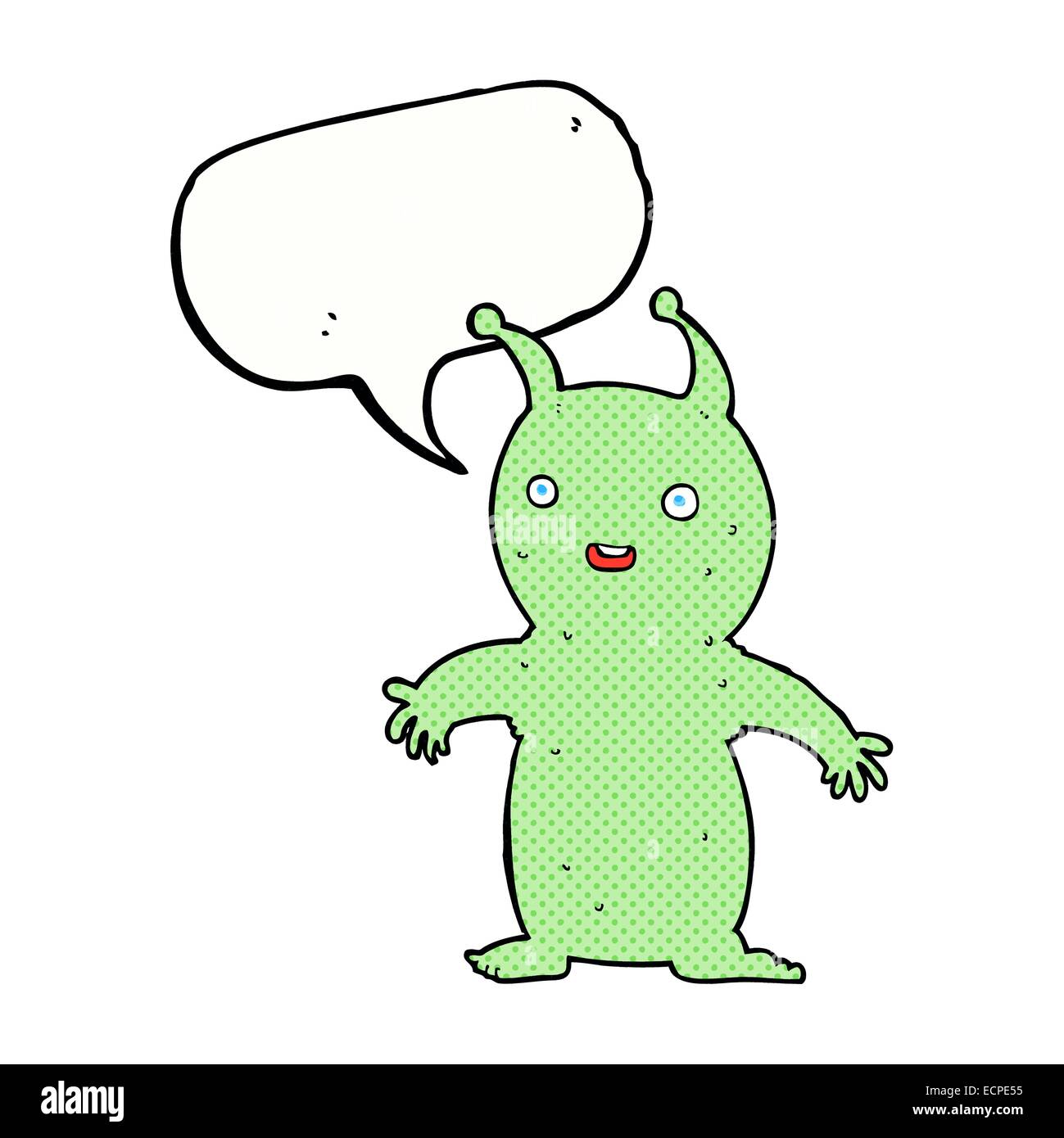 cartoon happy little alien with speech bubble Stock Vector Image & Art ...