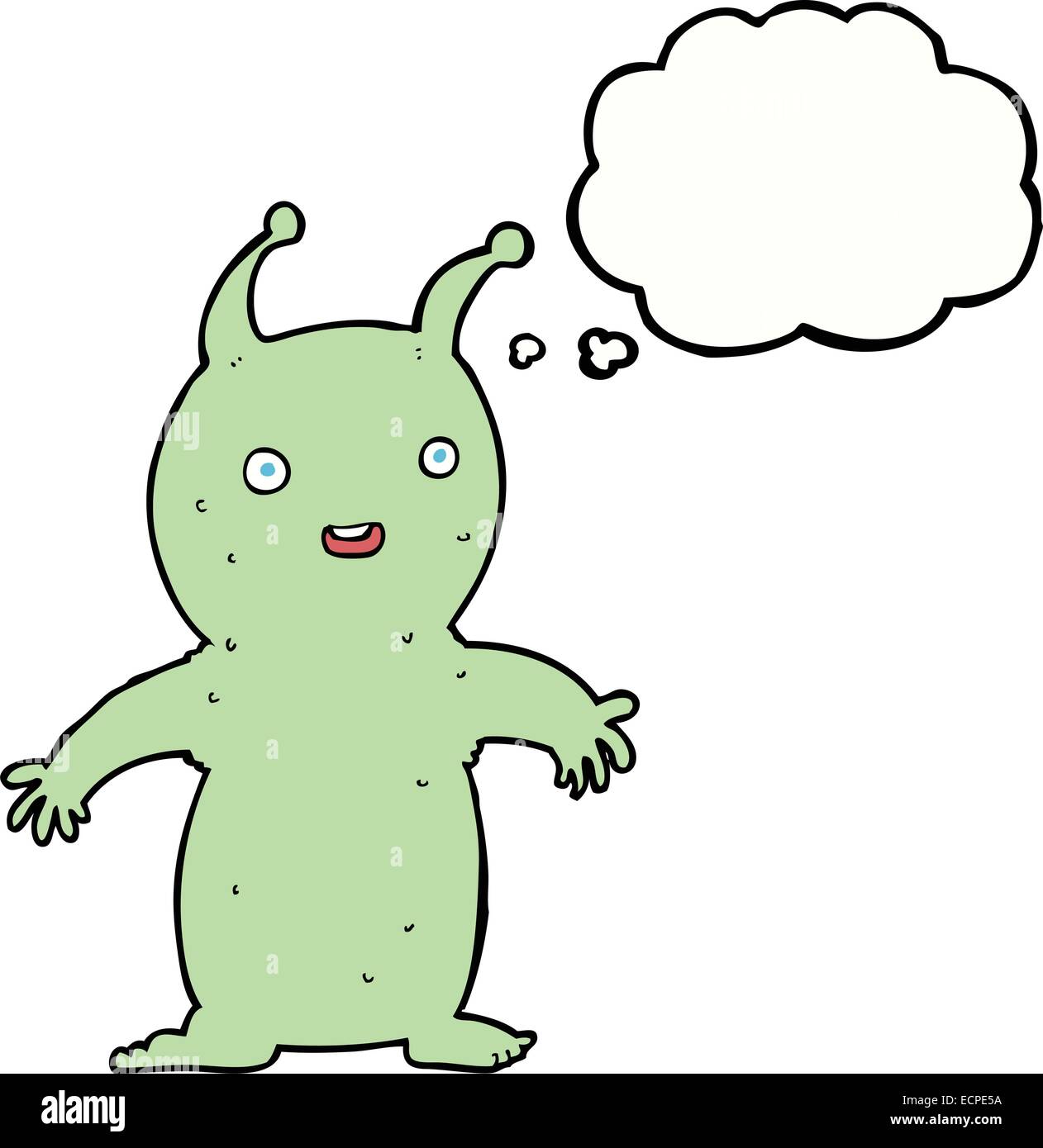 cartoon happy little alien with thought bubble Stock Vector Image & Art ...