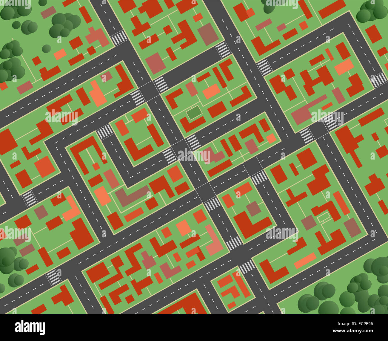 Plan of the city with streets and houses Stock Photo - Alamy