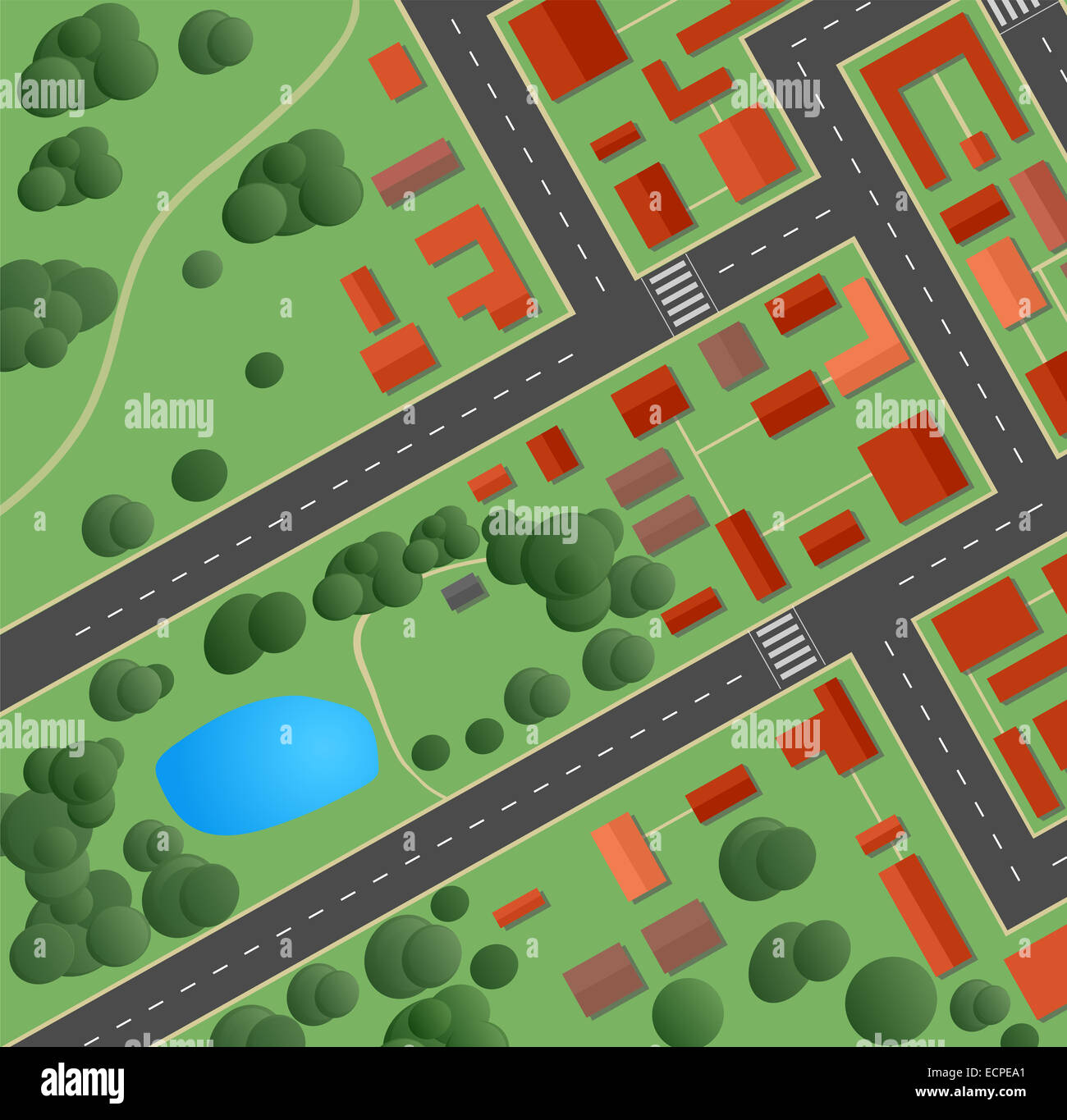 Plan of the city with streets and houses Stock Photo - Alamy