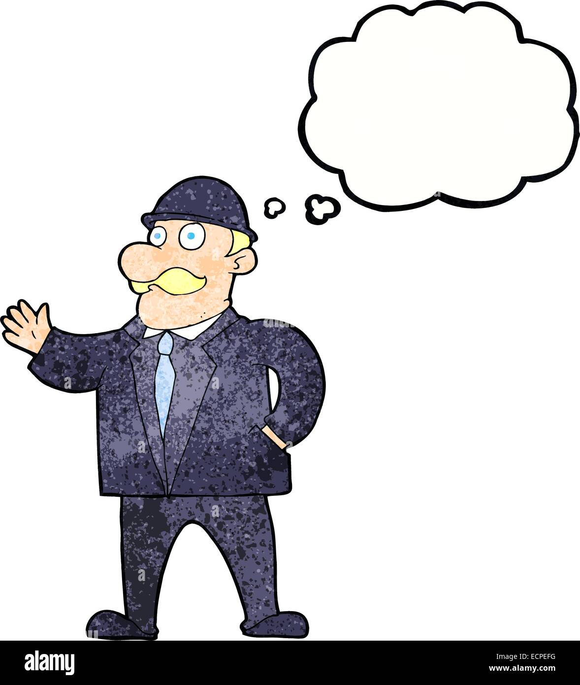 cartoon sensible business man in bowler hat with thought bubble Stock ...