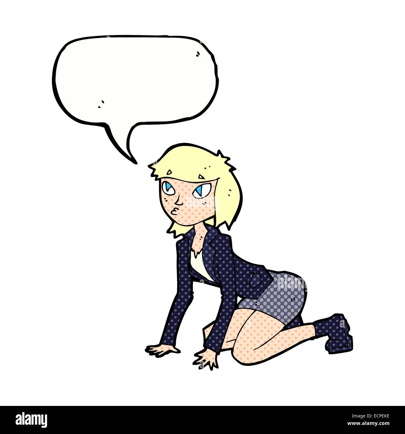 Cartoon Woman On Hands And Knees With Speech Bubble Stock Vector Image