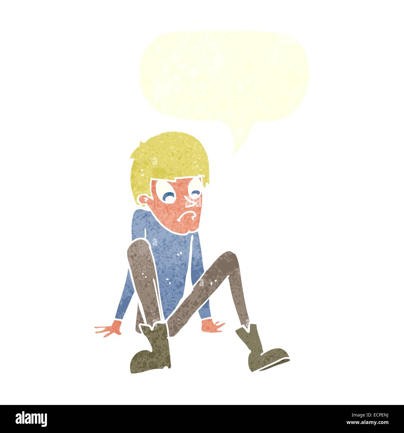 Cartoon boy sitting on floor Cut Out Stock Images & Pictures - Alamy