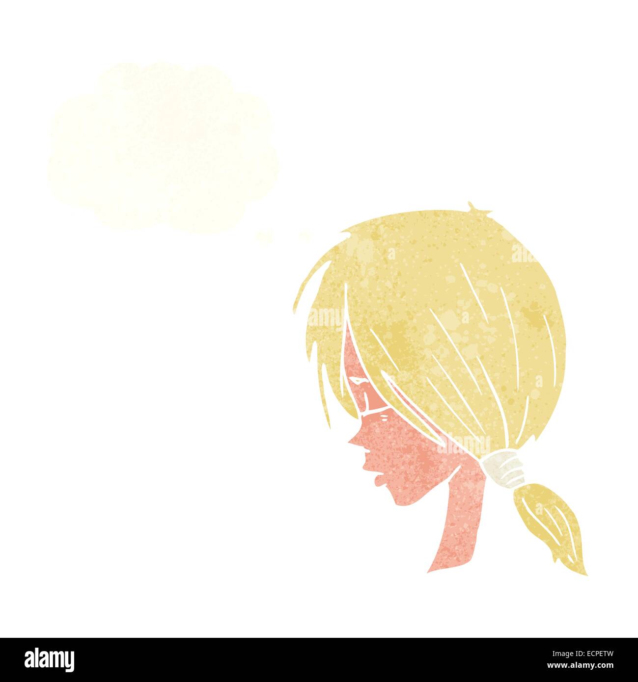 cartoon girl looking thoughtful with thought bubble Stock Vector Image ...