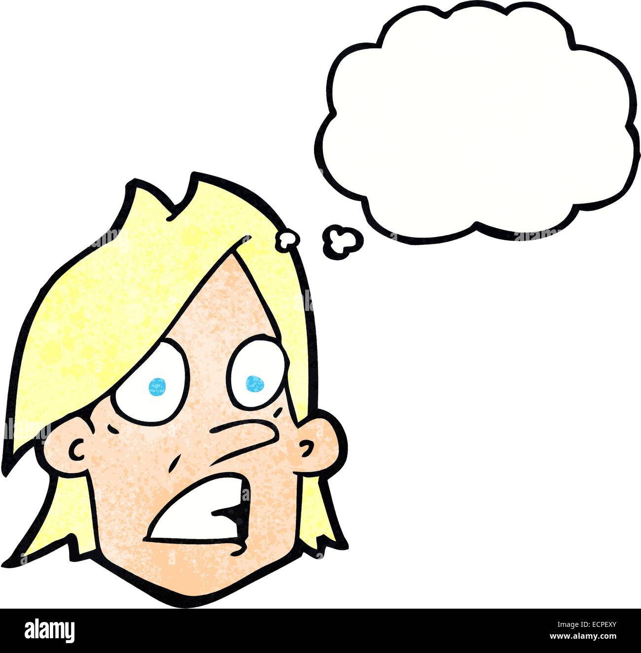 cartoon frightened face with thought bubble Stock Vector Image & Art ...